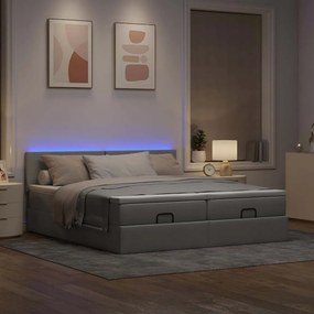 Osmanský rám postele s matrací světle šedý 200x200cm textil 3312829