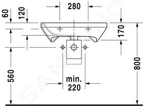 DURAVIT - DuraStyle Umyvadlo Med, 650x570 mm, s 1 otvorem pro baterii, bílá (2330650000)