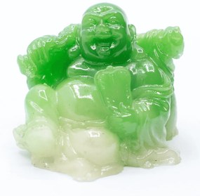 Milujeme Kameny Smějící se Buddha hojnosti - soška Feng shui - zelená Z3