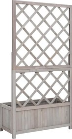 Květináč s mřížkou šedý 70 x 30 x 135 cm masivní jedlové dřevo 316490