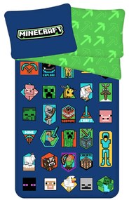 Jerry Fabrics Bavlněné povlečení 140x200 + 70x90 cm - Minecraft Badges