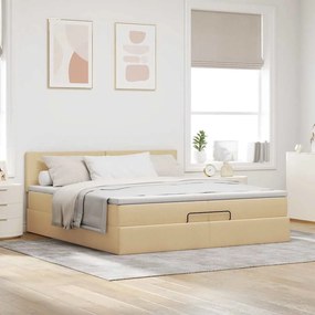 Osmanský rám postele s matrací krémová 200x200 cm textil 3311406