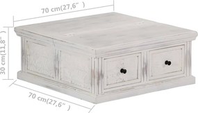 Konferenční stolek bílý 70x70x30 cm masivní mangovníkové dřevo 249872