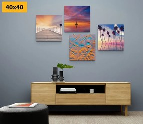Set obrazů mořská krajina v nádherných barvách - 4x 60x60 cm