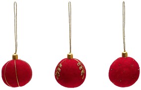 OnaDnes -20% Set tří červených plstěných vánočních ozdob Kave Home Breshi 5 cm