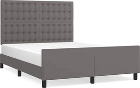 Rám postele s čelem šedý 140x190 cm umělá kůže 3125571
