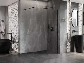Mexen Lunar sprchová stěna pravá 160 x 200 cm, 8mm čiré sklo, černá matná, 830-160-000-70-00-P