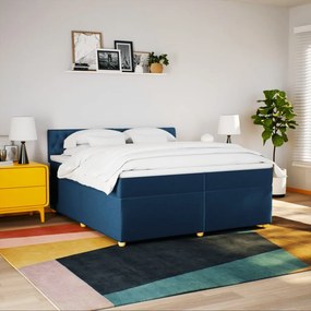 Box spring postel s matrací modrá 200x200 cm textil 3286800