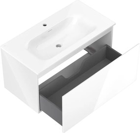 Mexen Orio, koupelnová skříňka 90 cm s umyvadlem Vela, 1 zásuvka, bílá lesklá, 91A10-09047-1-BF00-W23M00