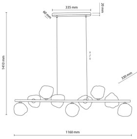 Lustr na lanku LAVA 9xG9/8W/230V bronzová/kouřová béžová