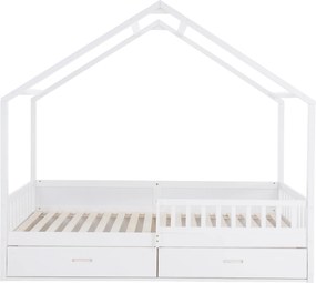 Montessori postel, 90x200, bílá, masiv, BIANKA