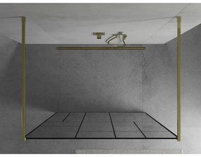 Mexen Kioto volně stojící sprchová zástěna 130 x 200 cm, Průhledné/Černý vzor 8 mm, Zlatá - 800-130-002-50-78
