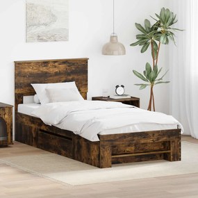 Rám postele s čelo Kouřový dub 90 x 200 cm Kompozitní dřevo 3408806