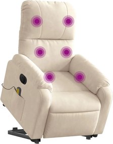 Elektrické zvedací masážní polohovací křeslo béžové mikrovlákno 3204955