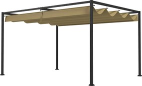Pergola, Robuster Sonnenschutz für Garten, Balkon, Terrasse, aus Metall und Kunststoff, UV- und wasserabweisend, Khaki
