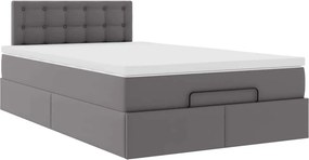 Osmanská postel s matracemi &amp; LED šedá 120x190cm umělá kůže 3312145