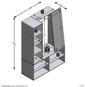 FMD Šatní skříň se 4 přihrádkami a zrcadlem 105 x 39,7 x 151,3 cm bílá - Default Title