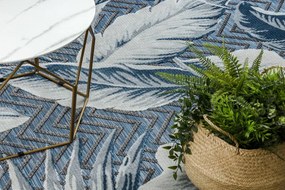 Dywany Łuszczów, Kusový koberec Botanic 65242 Feathers navy – na ven i na doma, 157x220, modrá, chodba / předsíň
