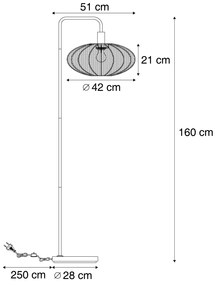 Japandi stojací lampa béžová s krémovým látkovým stínidlem - Bida