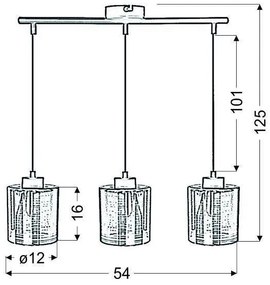 Lustr na lanku COX 3xE27/60W/230V