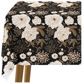 Ubrus na stůl Elegance květů - kompozice s květinovým motivem na tmavém pozadí
