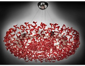 Metal Lux 206.610.04 Astro Cherry, designové závěsné svítidlo v průměru 170cm, 28x40W, červené sklo, chrom