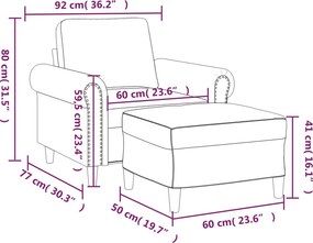 Křeslo s podnožkou krémové 60 cm samet 3201213