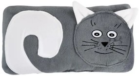 Bellatex Tvarovaný polštářek kočička šedá, 45x30 cm