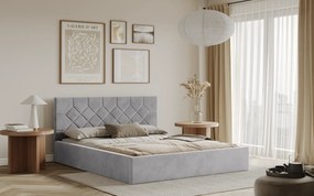 Postel MARSALA 140x200 světlešedá s úložným prostorem
