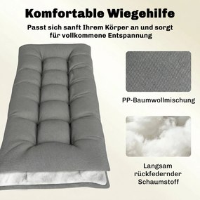 Polštář z palety Odnímatelný sedák s upevňovacími popruhy Polštář z palety pro většinu lehátek 198x65x13cm Světle šedý