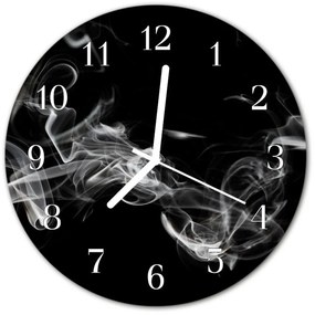 Nástenné skleněné hodiny kouř fi 30 cm