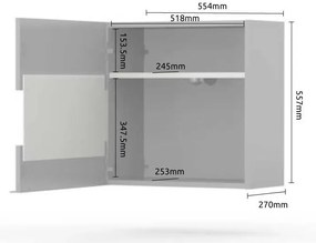Závěsná skříňka s prosklením Orfea - šedá/ořech pacific