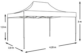 Skládací zahradní pavilon - různé typy - 2,9x4,25m - červená - pavilon+přenosná taška