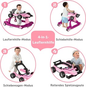 Costway 4 v 1 Dětské chodítko skládací chodítko s nastavitelnou výškou 15 kg