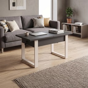 Rozkládací polohovací konferenční stolek HOGO 3v1 | 120-157x62,5-74,5x67 cm | síla horní desky 32 mm | tmavě šedá/nohy kašmír