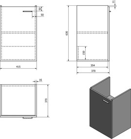 Aqualine ZOJA umyvadlová skříňka 41,5 x 63 x 37,6 cm bílá 56372