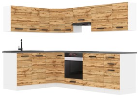 Kuchyňská linka Belini Premium Full Version 420 cm dub wotan s pracovní deskou JANET