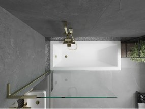 Mexen Next L, 1-křídlová vanová zástěna 90 x 150 cm, 6mm čiré sklo, zlatý lesklý profil, 895-090-000-03-00-50