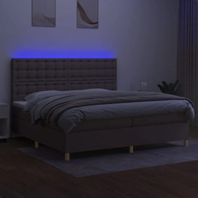 Box spring postel s matrací a LED taupe 200x200 cm textil 3135785