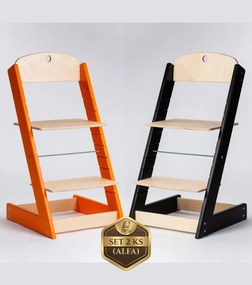 Lucas Wood Style - rostoucí židle ALFA III zvýhodněný set 2 ks - oranžová + černá