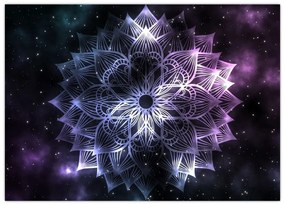 Skleněný obraz - Lotusová mandala ve vesmíru (70x50 cm)