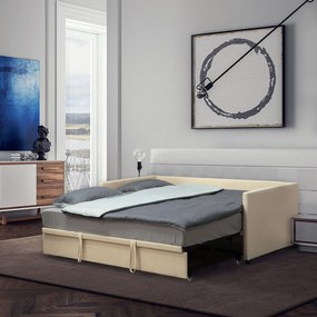 HOMCOM 2-v-1 rám pohovky na spaní, dvoumístná pohovka a manželská postel, kompatibilní s dvěma matracemi 90 x 190 cm
