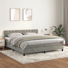 Box spring postel s matrací světle šedá 160x200 cm samet 3141491