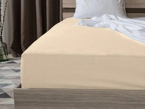Sada krepového povlečení FLORAL RIBBON POLY barevné + prostěradlo Jersey 180 x 200 cm světle béžové, dvoulůžko