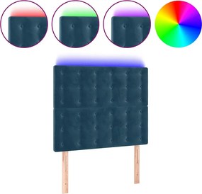 Čelo postele s LED tmavě modré 100x5x118/128 cm samet 3122904