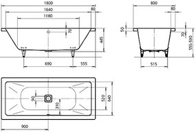 Kaldewei Conoduo 180 x 80 cm 235100010001 vana smaltovaná model 733