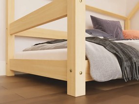 Benlemi Dětská postel domeček TERY se zábranou Zvolte barvu: Tmavě šedá, Zvolte rozměr: 70x160 cm, Zvolte zábranu: S otevřeným vstupem