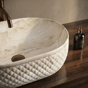 Rea Oktawia Kallisto, umyvadlo na desku 500x355x130 mm, imitace kamene, REA-U3528