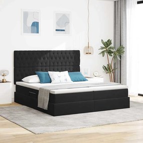 Postel s úložným prostorem s čelo Černá 200 x 200 cm samet 3372265