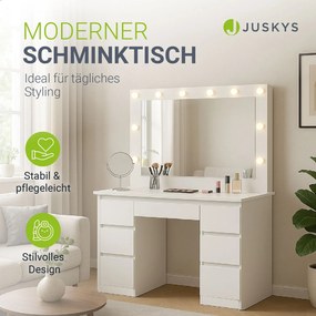 Juskys Toaletní stolek Lilia se zrcadlem a LED osvětlením Provedení: se stoličkou Melly